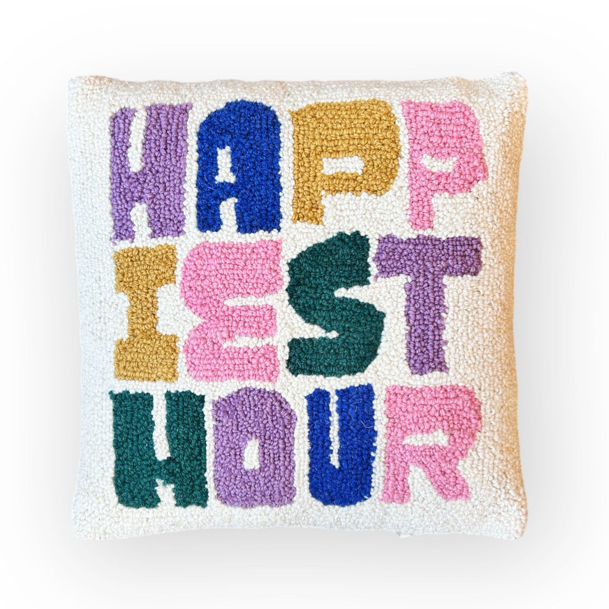 Happiest Hour Hooked Pillow – Girl Be Brave