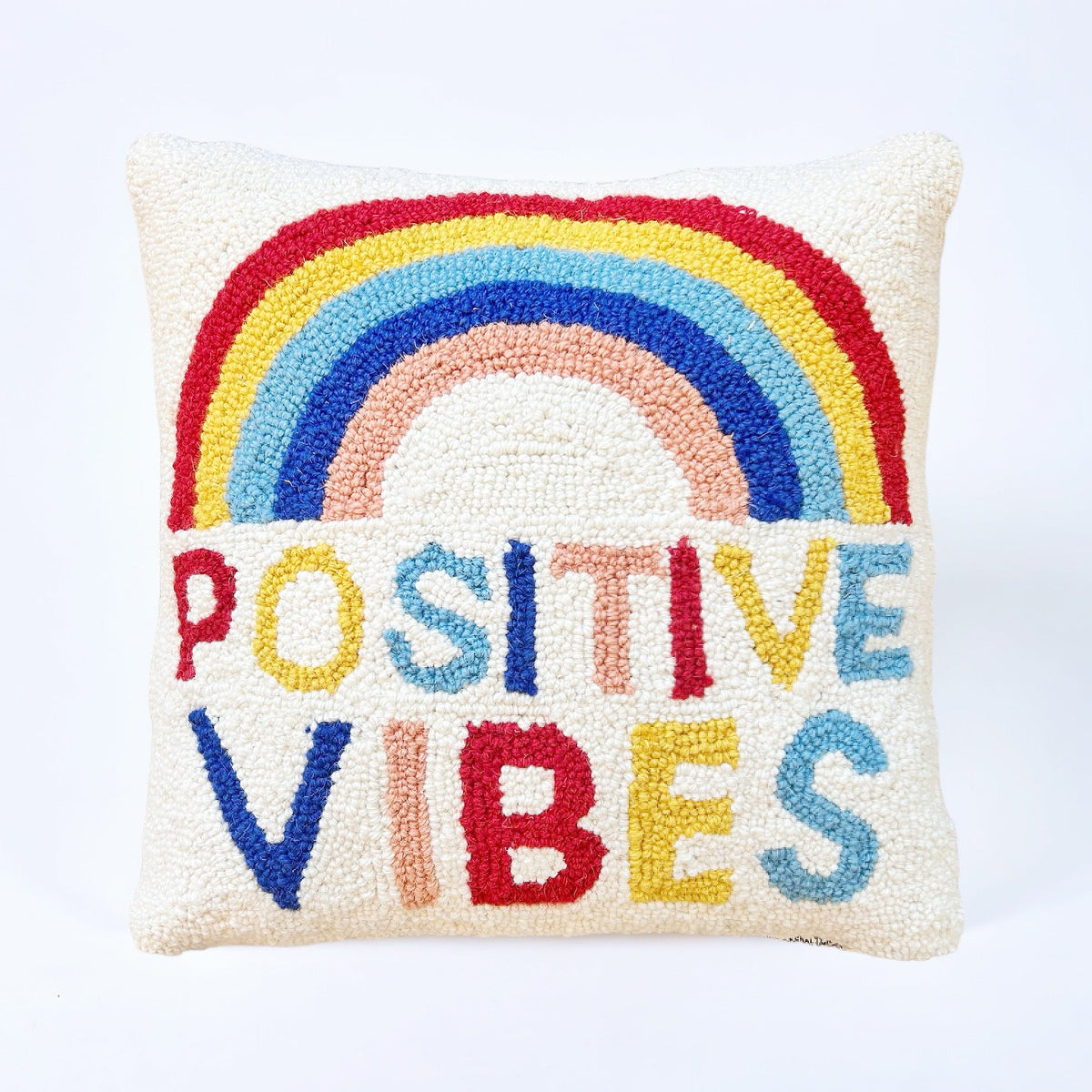 Rainbow Positive Vibes Pillow – Girl Be Brave